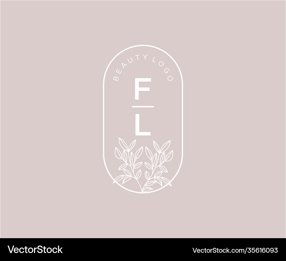 Initial fl letters beautiful floral feminine Vector Image