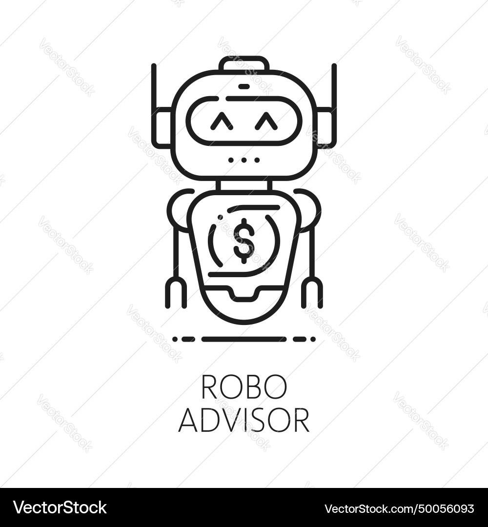Internet robo advisor fintech chat bot line icon Vector Image