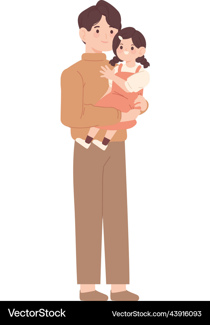 Korean father and daughter Royalty Free Vector Image