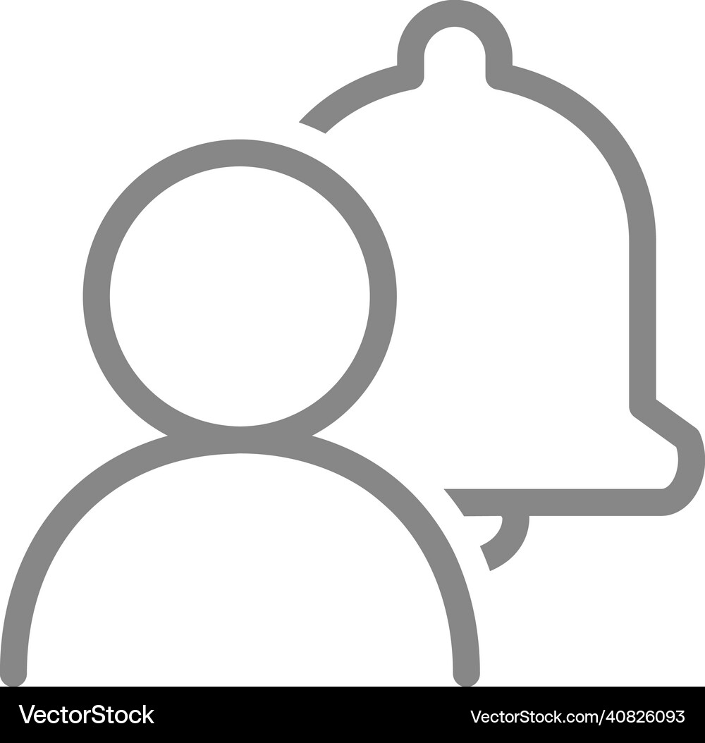 Notification bell and person line icon personal Vector Image