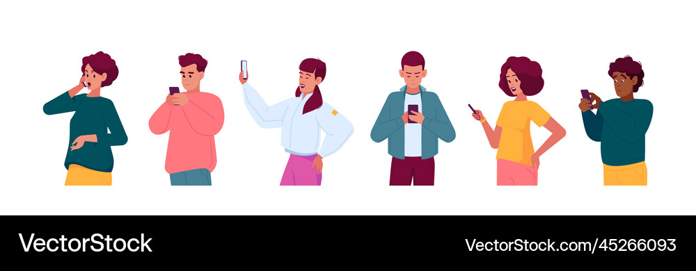 People with phones chatting talking text Vector Image