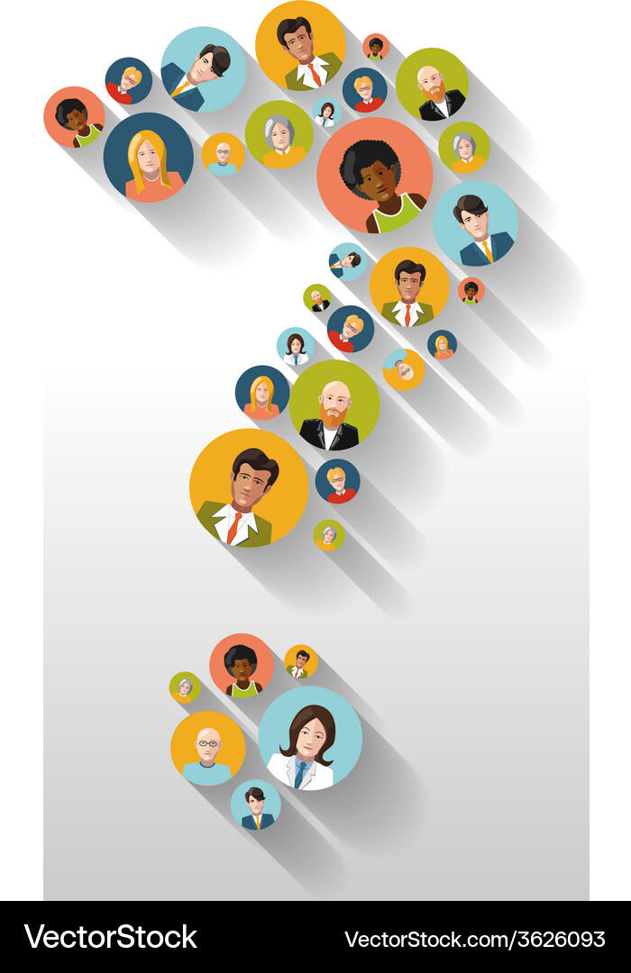 Question mark made up people with avatars long Vector Image
