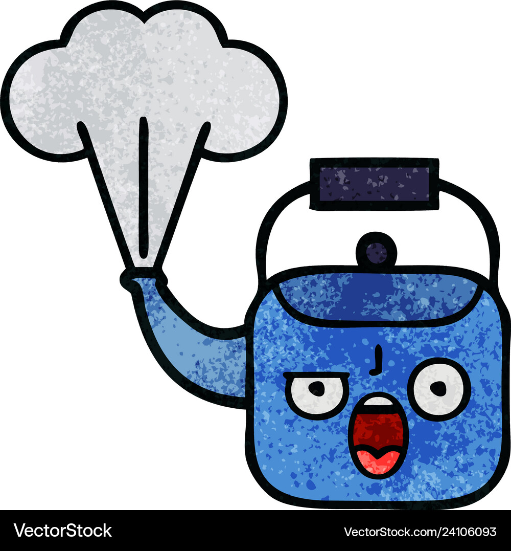 Retro grunge texture cartoon steaming kettle Vector Image