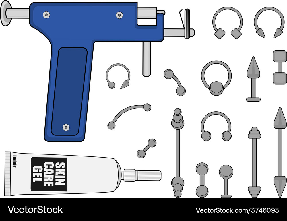 Set of professional body piercing instruments Vector Image