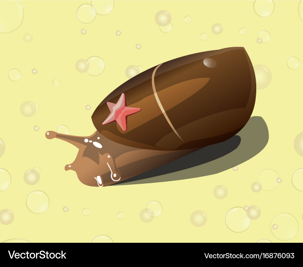 Starfish and snail on a yellow background Vector Image