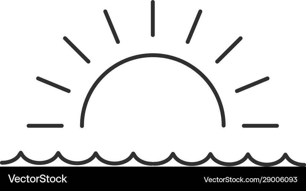 Sunrise or sunset over sea linear minimal Vector Image