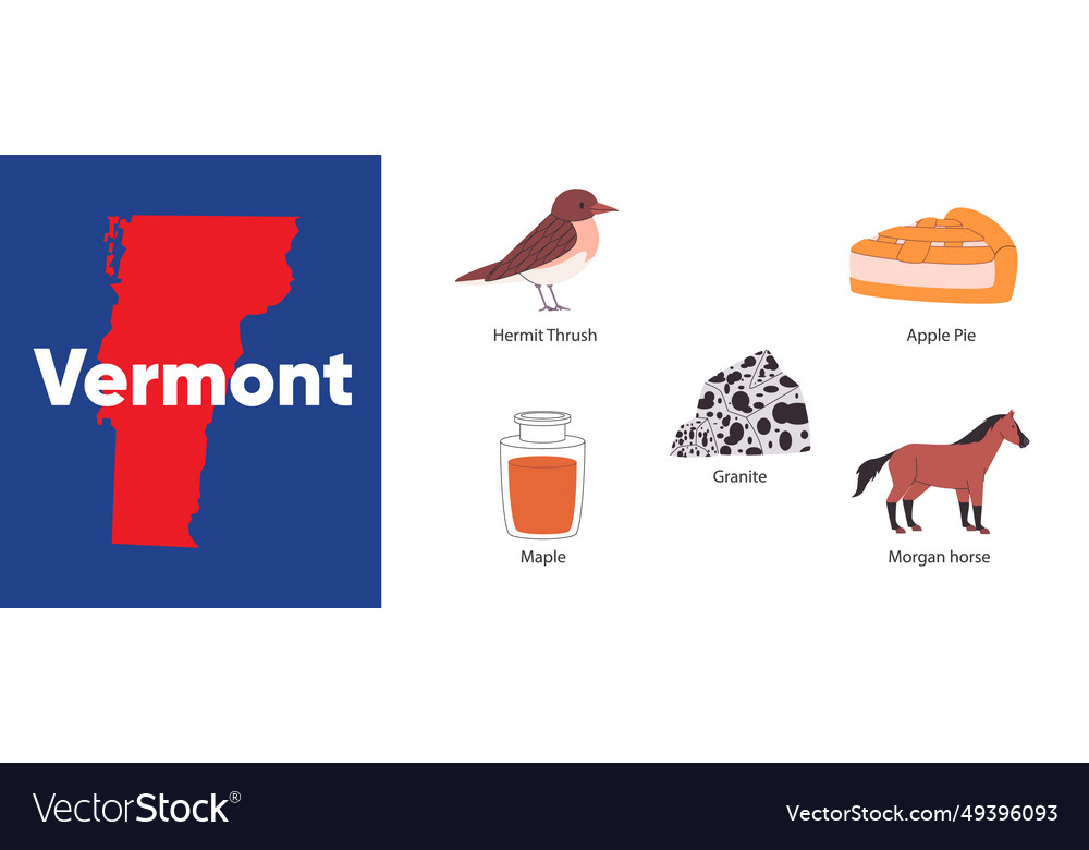 Vermont states map shape symbol object granite Vector Image