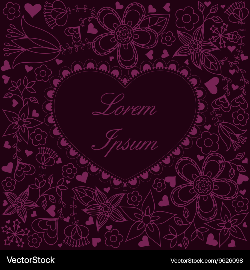 Background with heart and flowers Royalty Free Vector Image