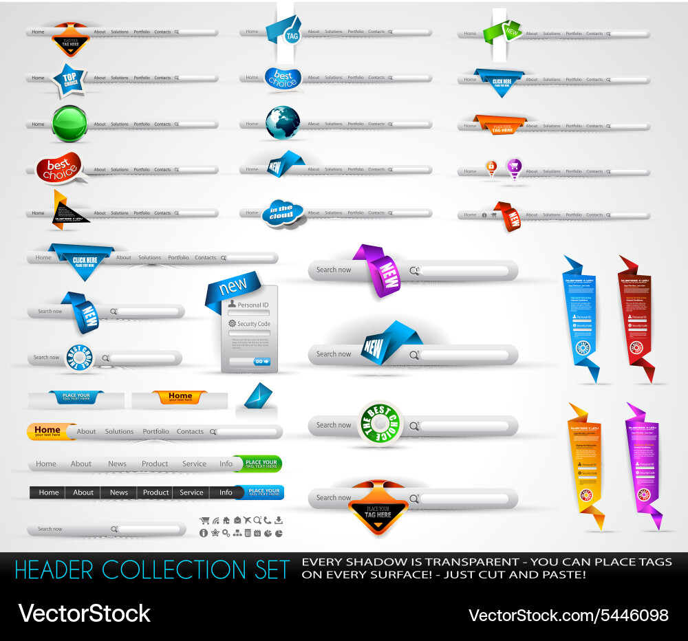 Big collection headers and footers for your Vector Image