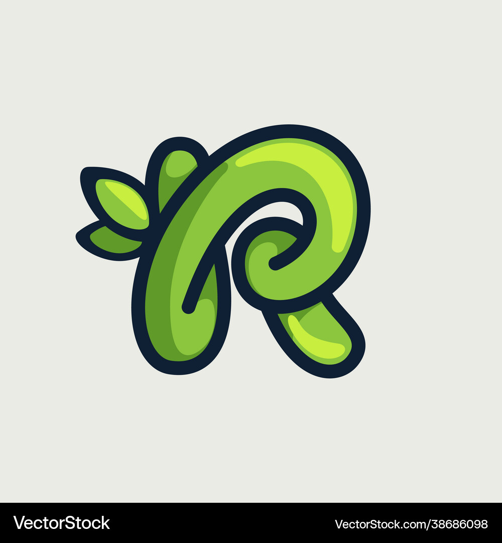 Bold twisted eco-friendly letter r logo Royalty Free Vector