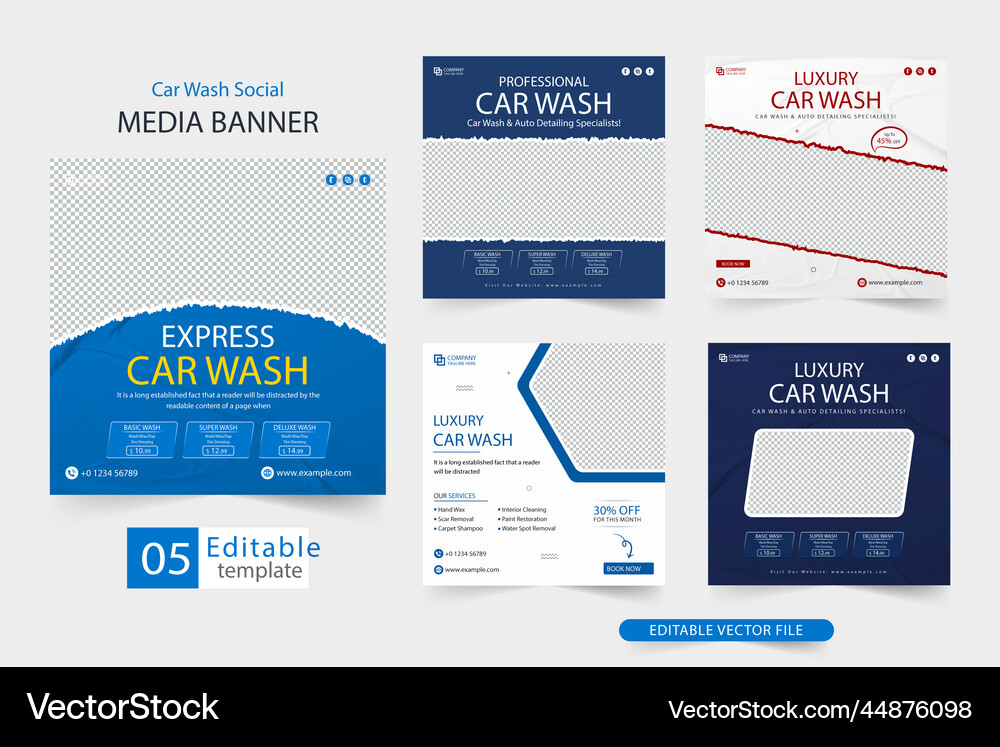 Car wash social media post bundle design Vector Image