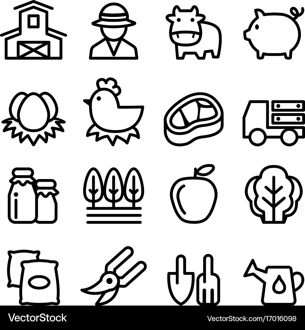 Farm icons set line icon Royalty Free Vector Image