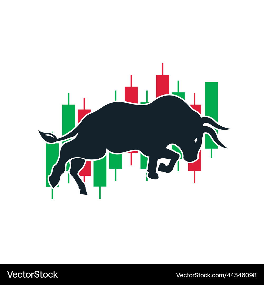 Financial bull logo design template Royalty Free Vector