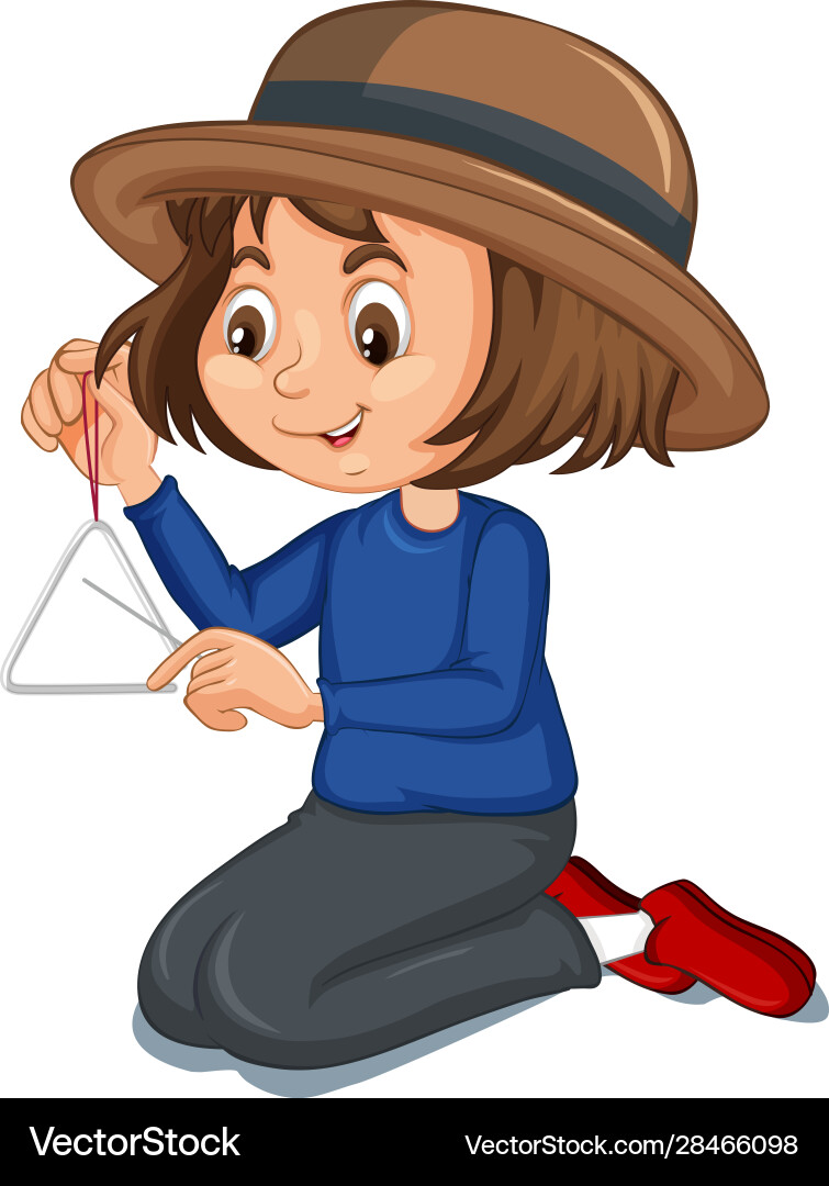 Girl with triangle on isolated background Vector Image