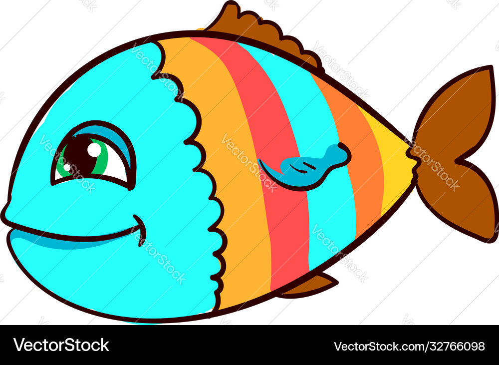 Happy colorful fish on white background Royalty Free Vector