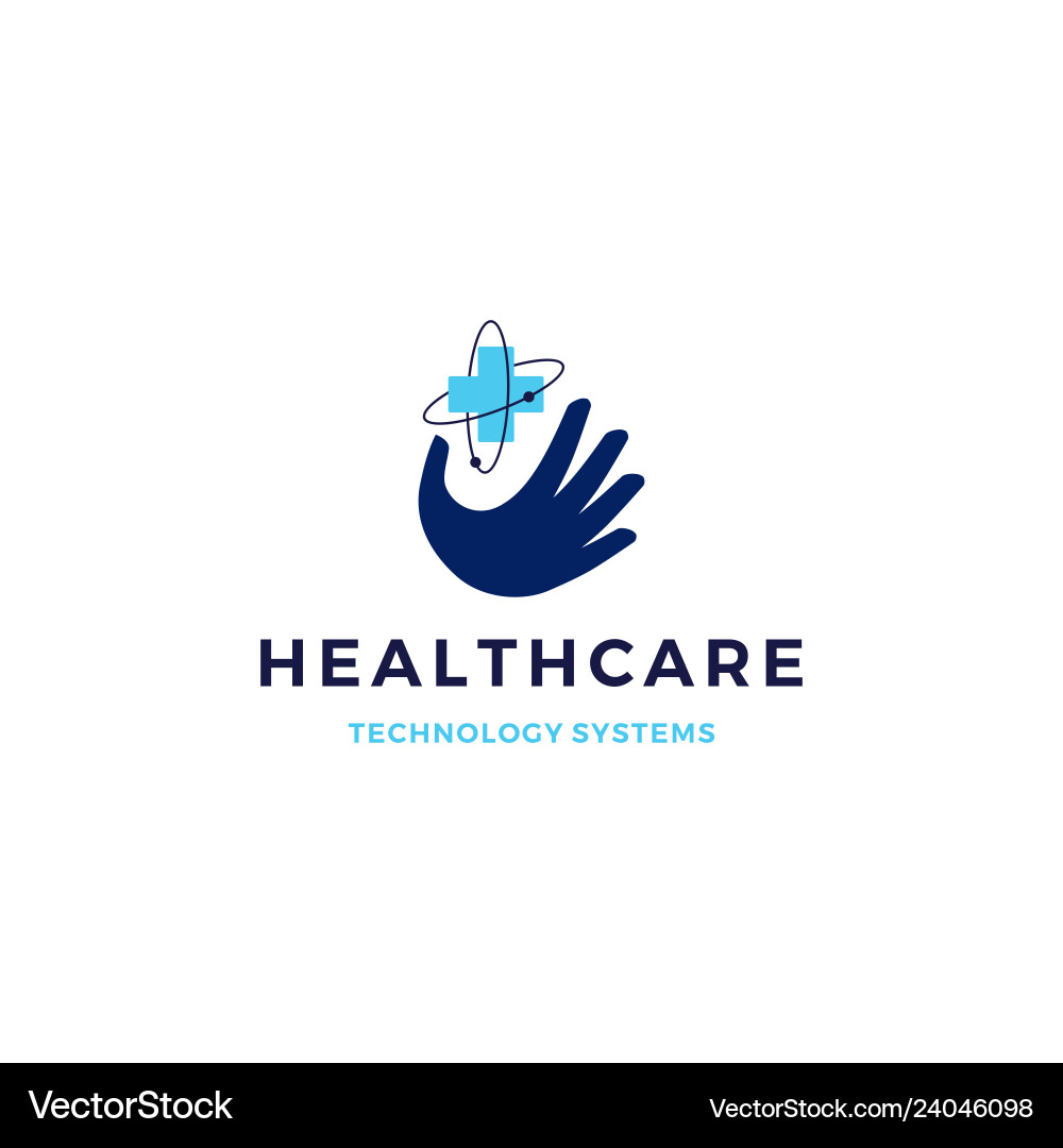 Healthcare tech hand logo icon Royalty Free Vector Image