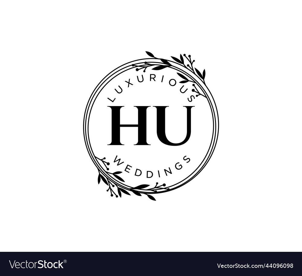 Hu initials letter wedding monogram logos Vector Image