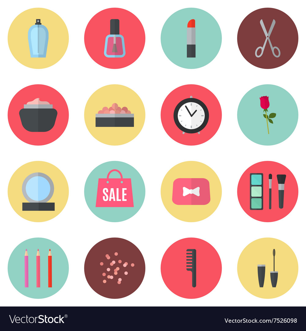 Make up flat icons Royalty Free Vector Image - VectorStock