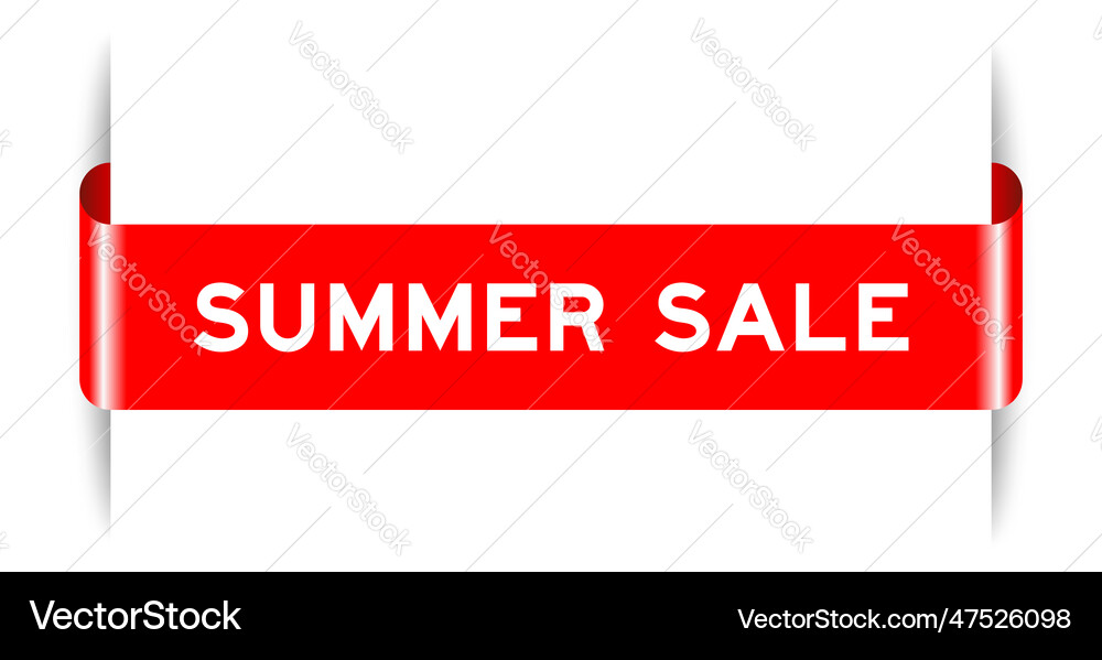 Red color inserted label banner with word summer Vector Image