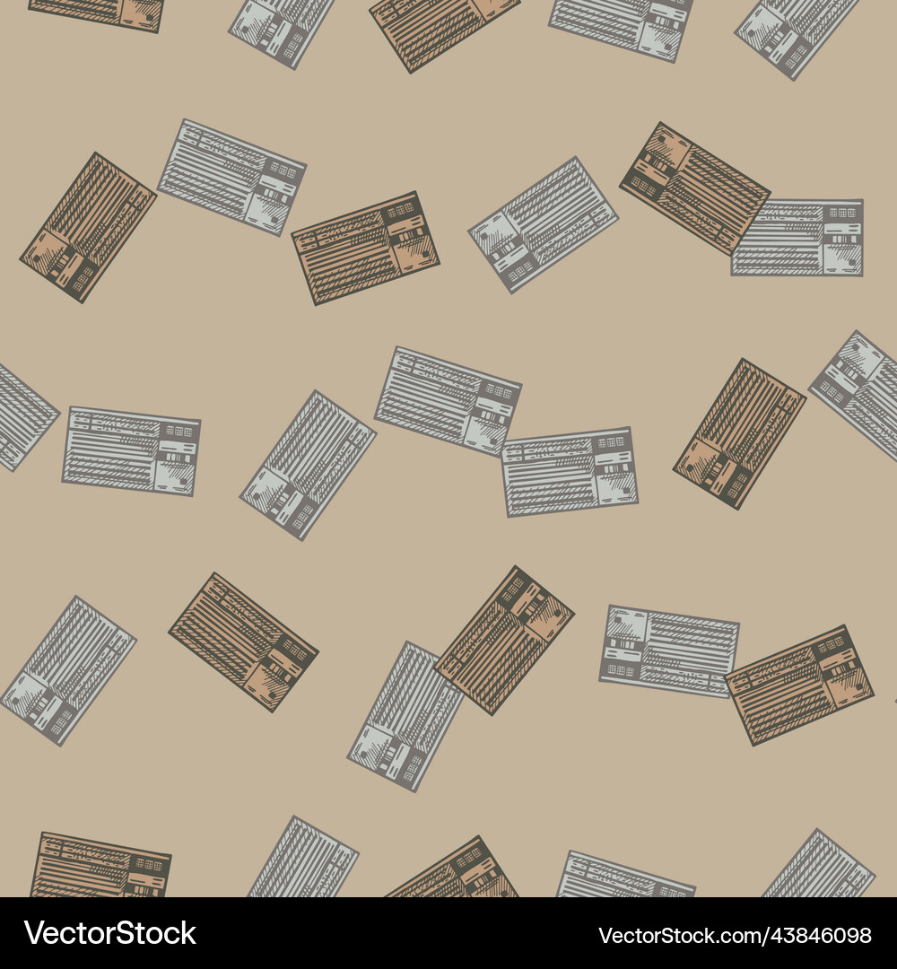 Retro radio engraved seamless pattern vintage Vector Image