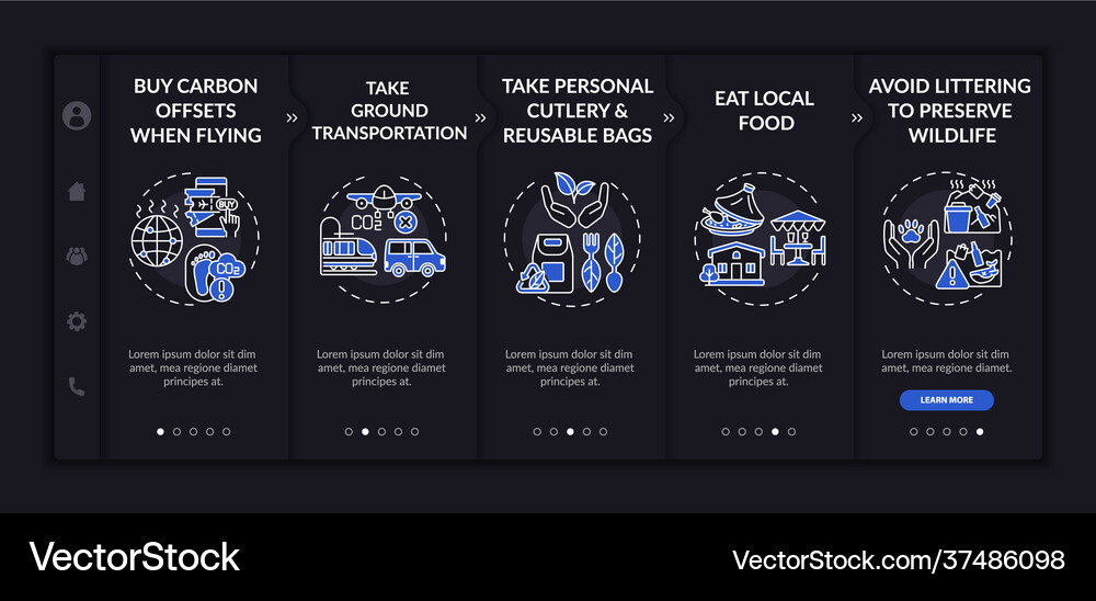 Sustainable tour tips onboarding template Vector Image