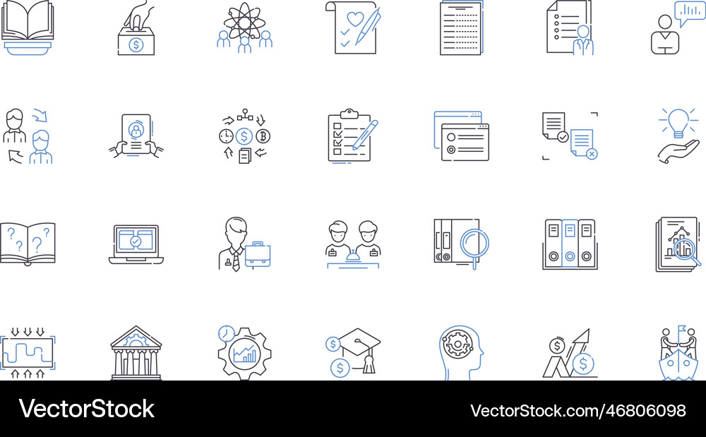 Trade proceeds line icons collection commerce Vector Image