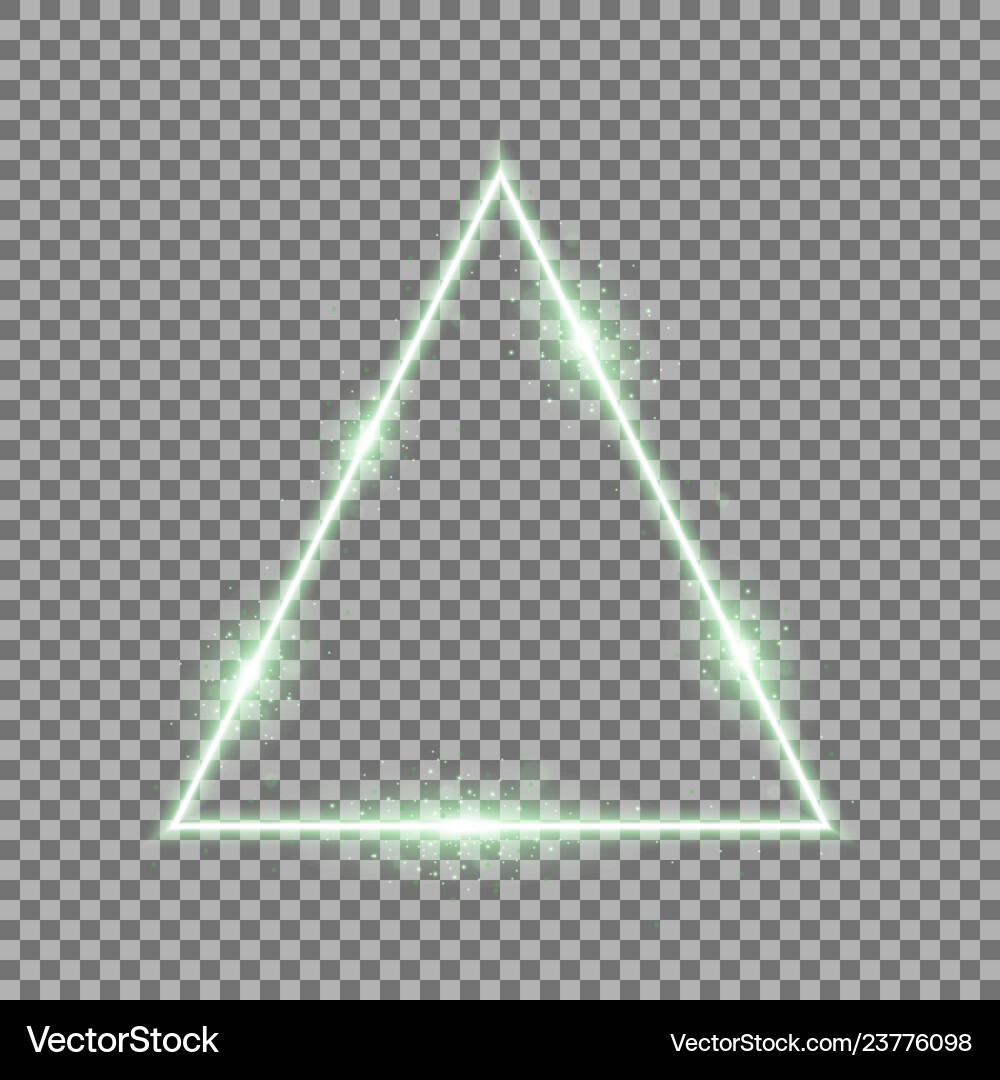 Triangle with lights and sparkles green color Vector Image