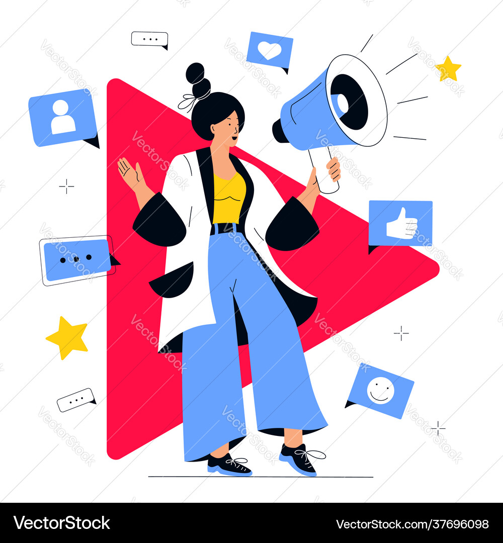 Video blogger announces new content release Vector Image