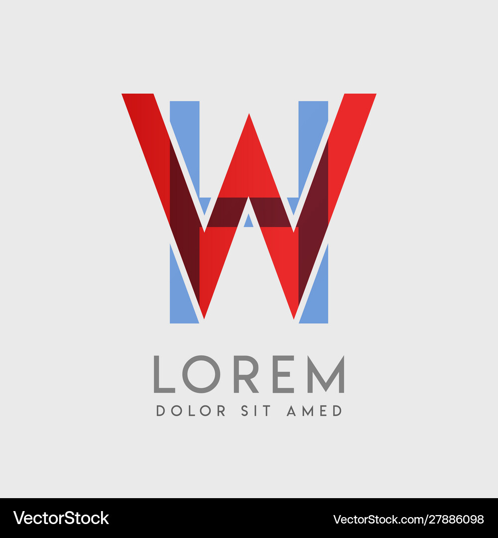 Wh logo letters with blue and red gradation Vector Image