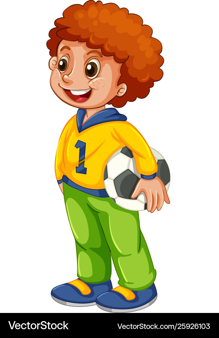 A boy with football Royalty Free Vector Image - VectorStock