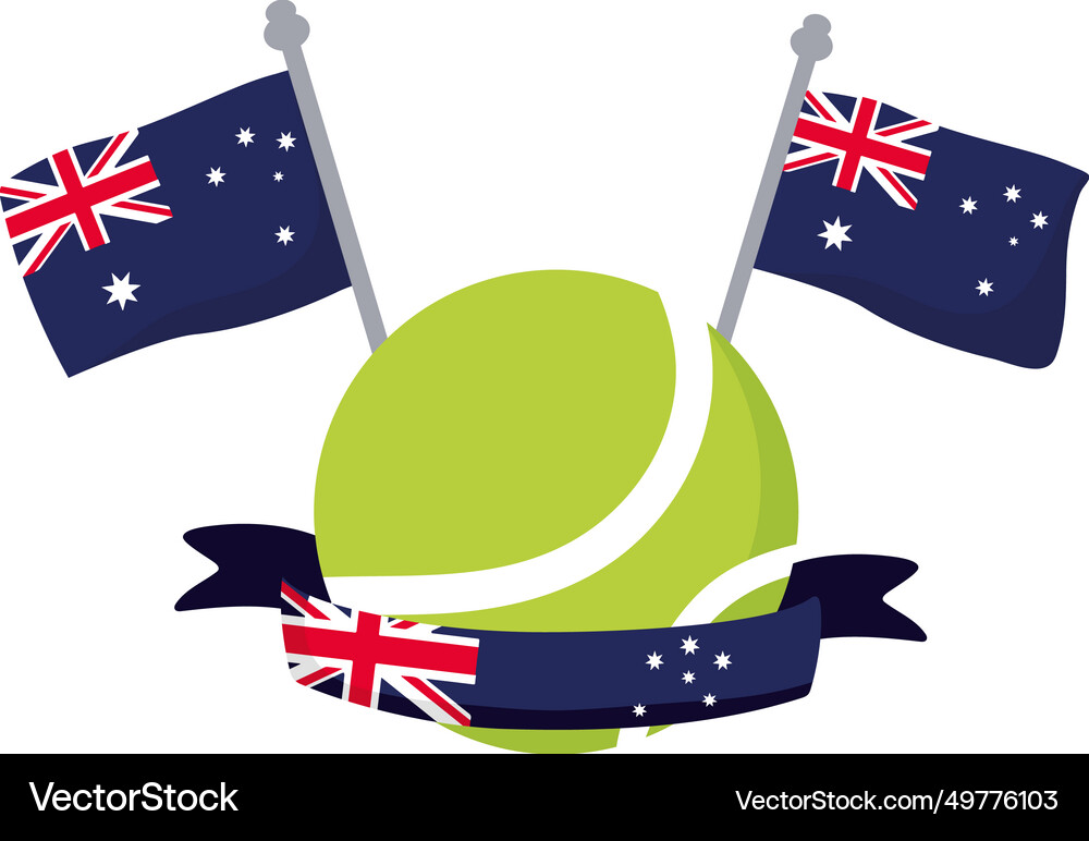 Australia tennis flag emblem Royalty Free Vector Image
