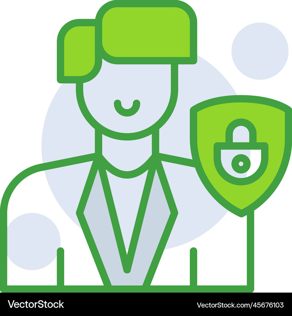 Business protection icon with green Royalty Free Vector