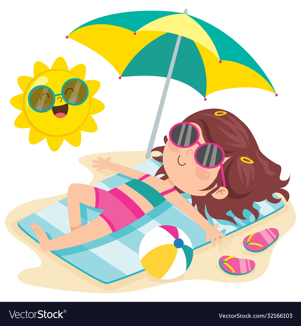 Character sunbathing Royalty Free Vector Image