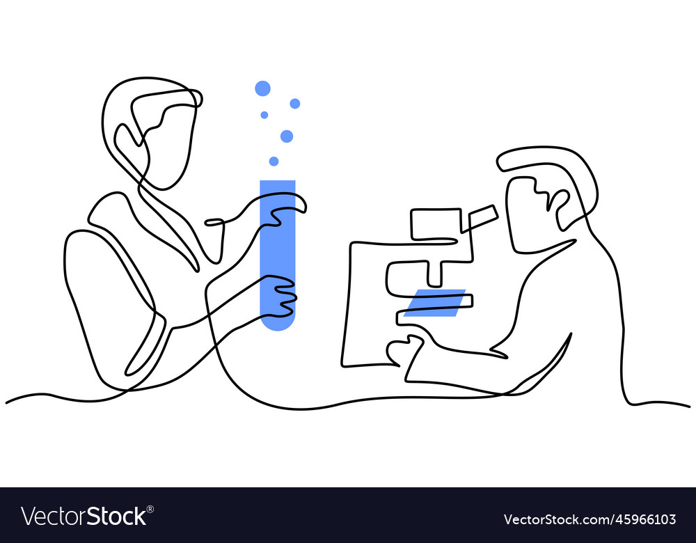 Continuous single line drawing of two male Vector Image