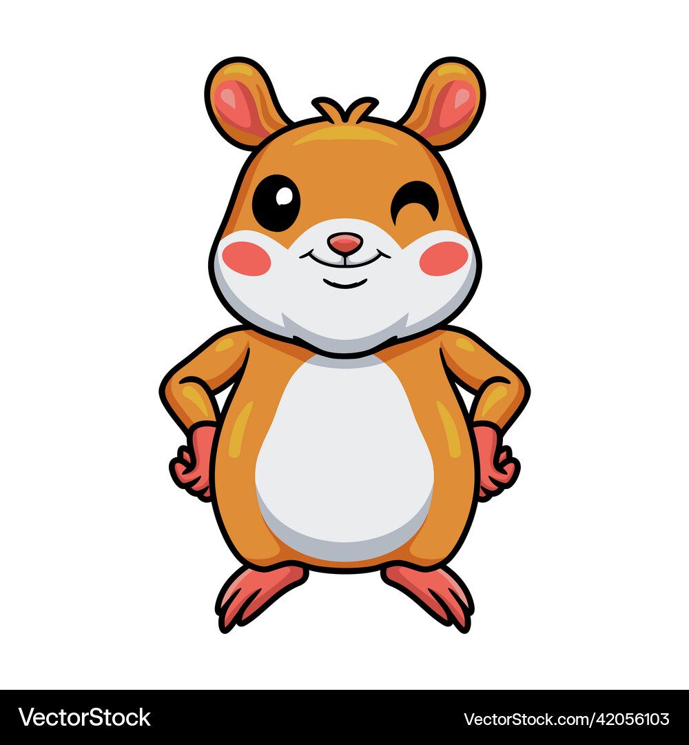 Cute little hamster cartoon standing Royalty Free Vector