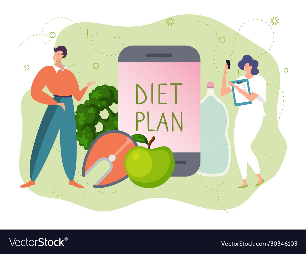 Diet Plan App Cartoon Adult Royalty Free Vector Image
