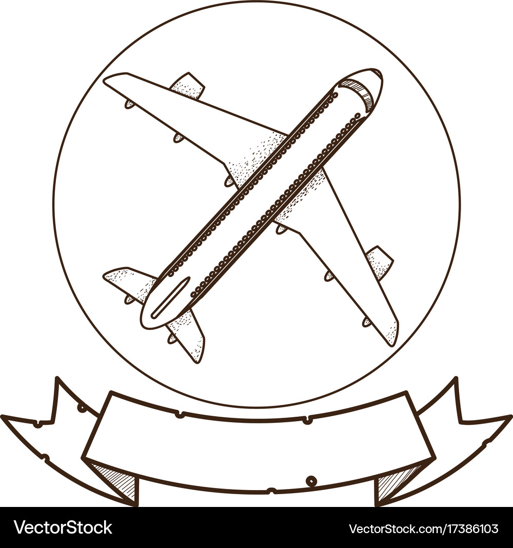 Flying a plane top view the logo outline Vector Image