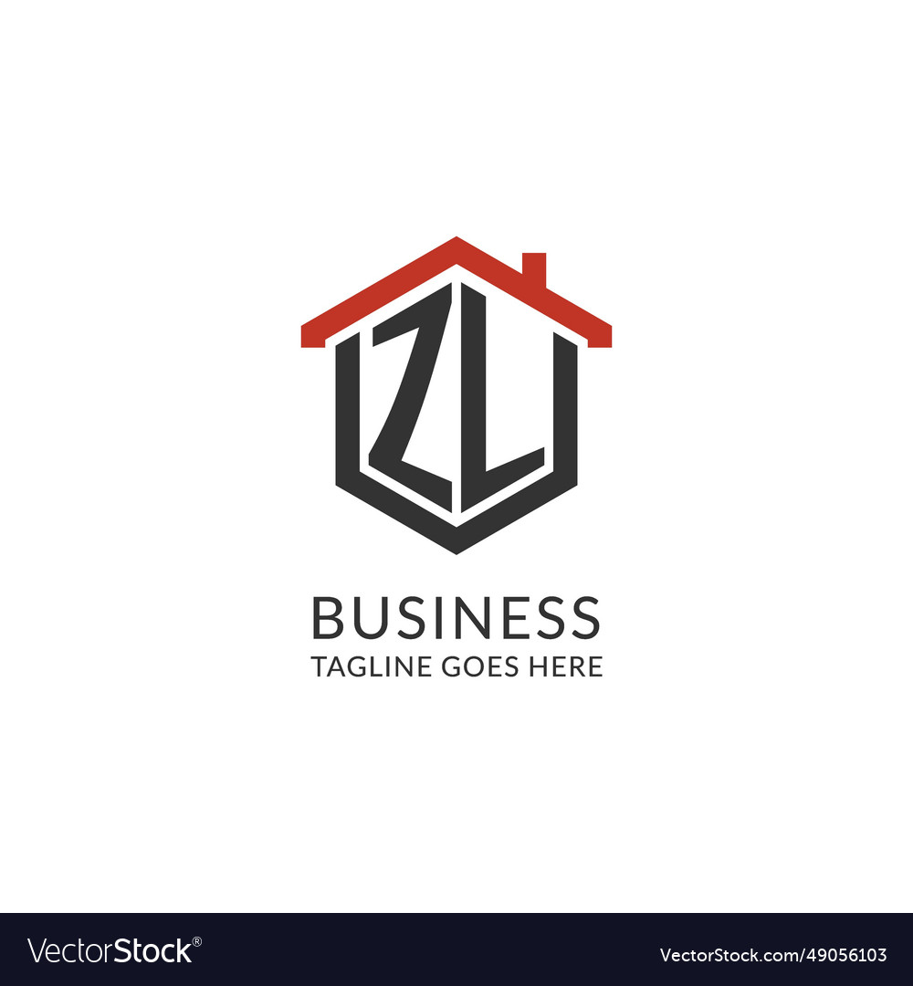 Initial logo zl monogram with home roof hexagon Vector Image