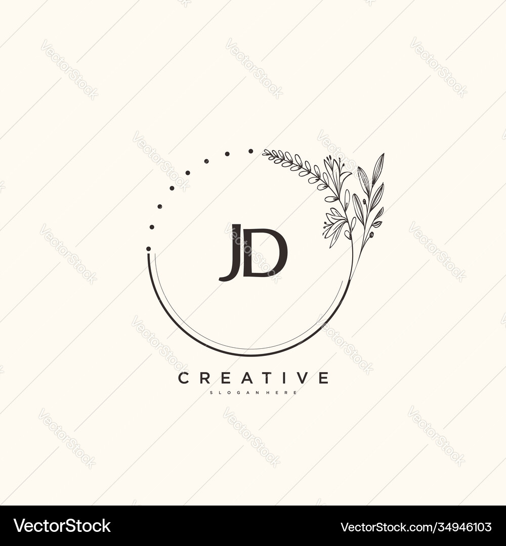Jd beauty initial logo art handwriting logo Vector Image