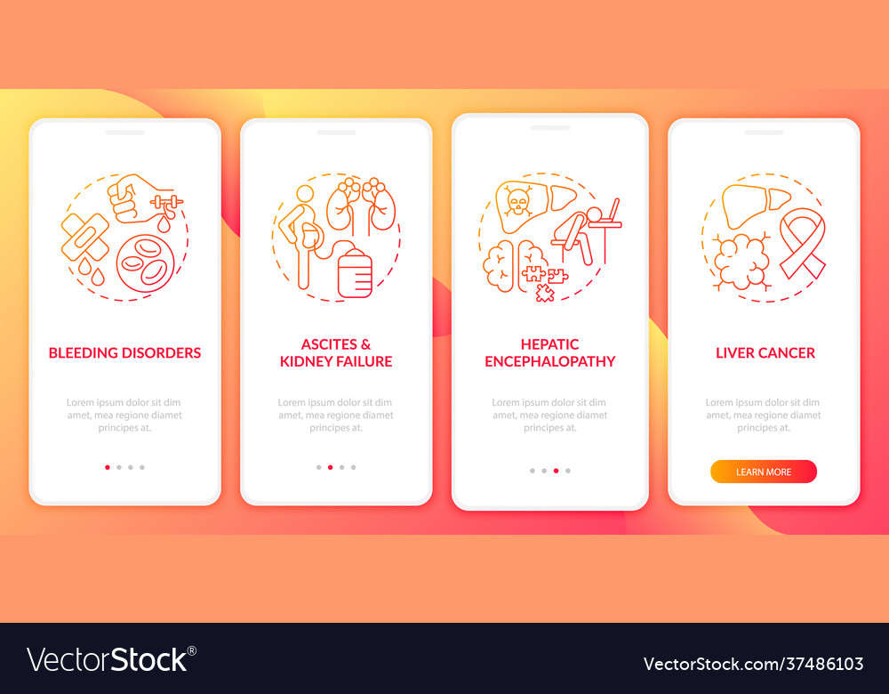 Liver fatal outcome onboarding mobile app page Vector Image