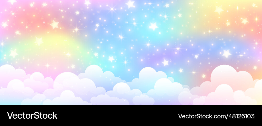 Rainbow unicorn pastel background with glitter Vector Image
