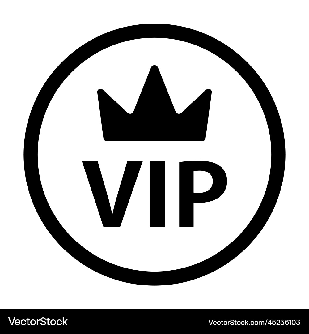 Round vip icon or crown and vip logo Royalty Free Vector