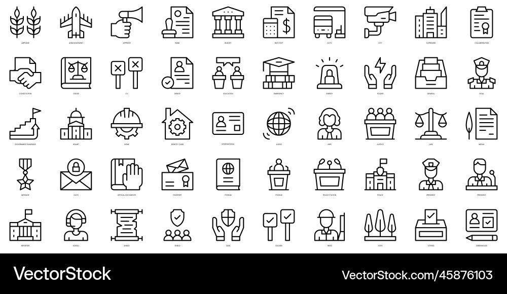 Set of thin line government icons Royalty Free Vector Image
