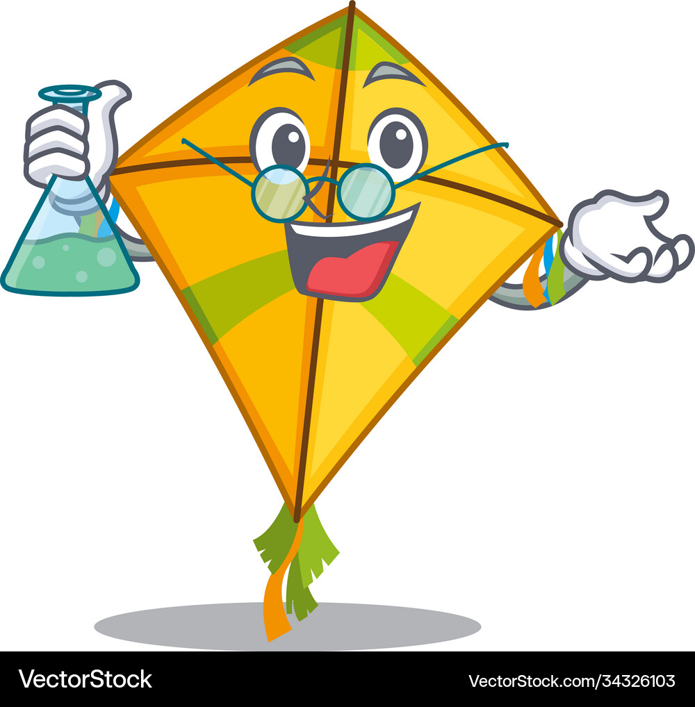 Smart professor kite mascot design holding a Vector Image