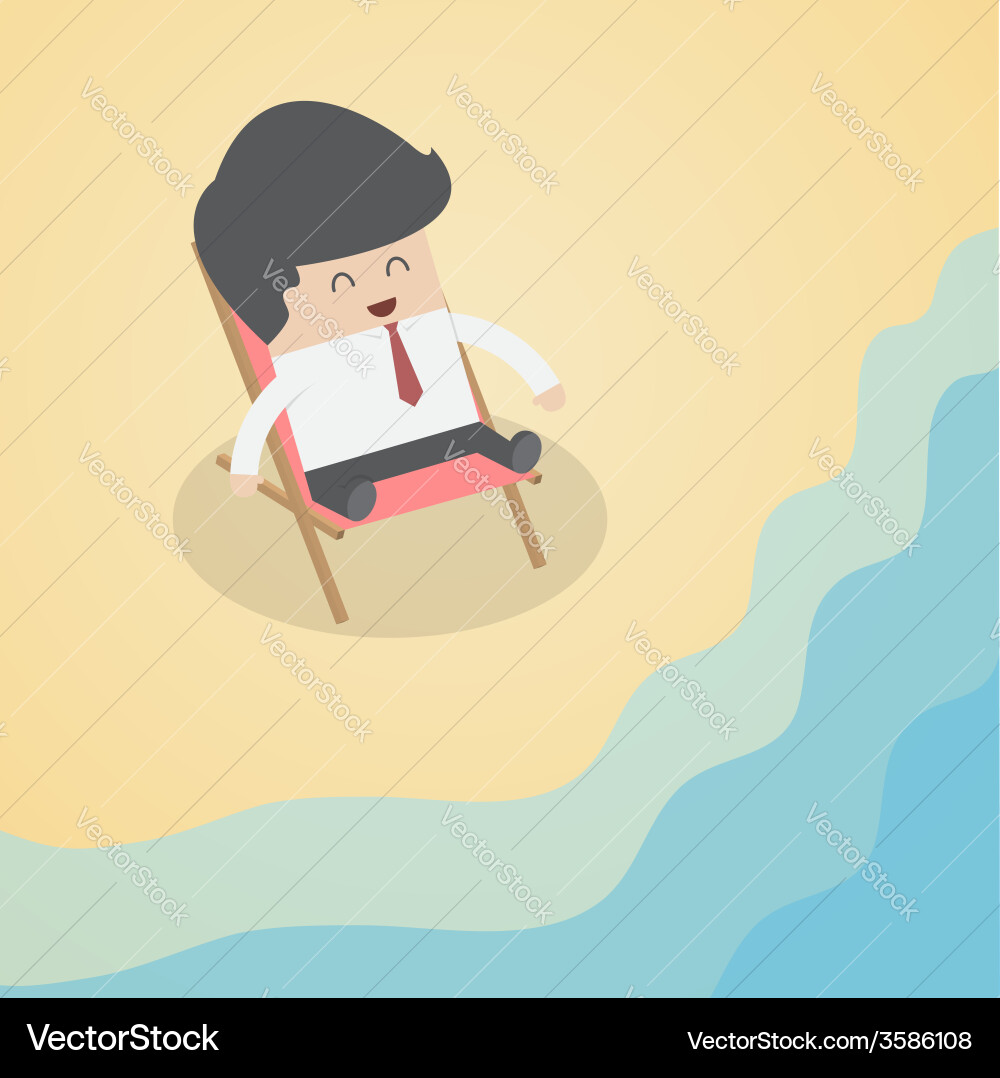 Businessman relaxing on the beach Royalty Free Vector Image