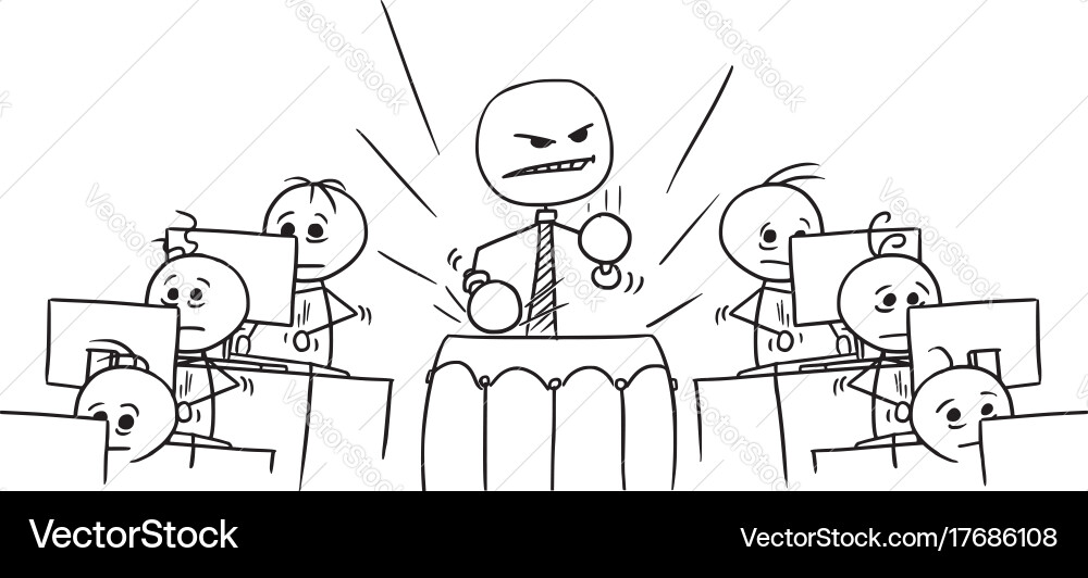 Cartoon boss oppressing his subordinates Vector Image