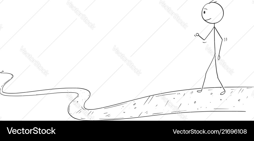 Cartoon man or businessman walking on path Vector Image