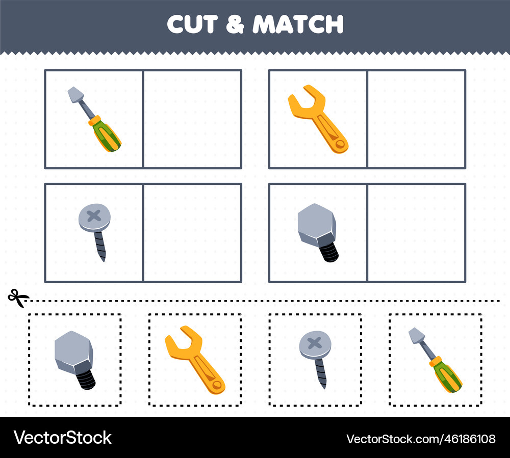 Education game for children cut and match Vector Image