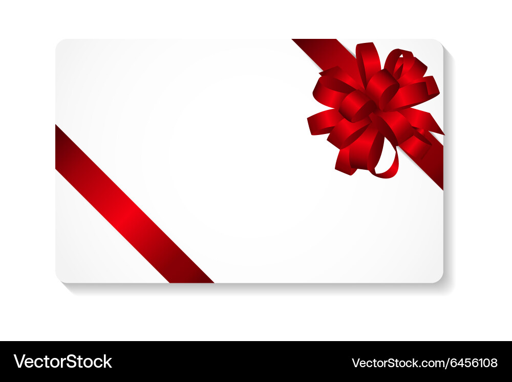 Gift card with red bow and ribbon Royalty Free Vector Image