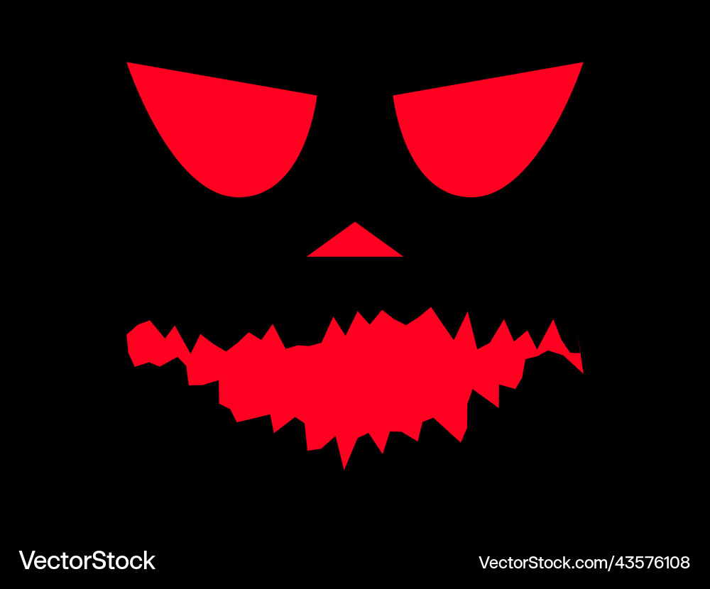 Halloween scary face evil eyes carved Royalty Free Vector